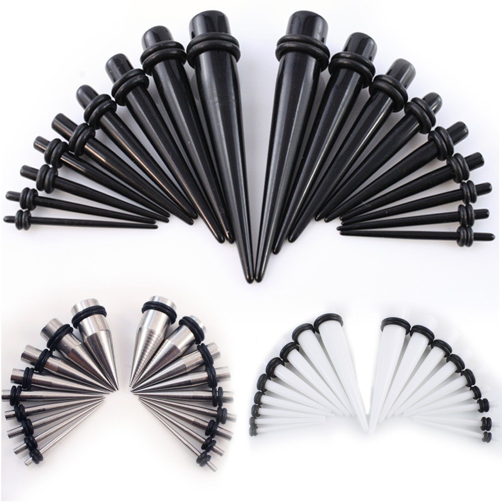 20 Pc Ear Taper Kit 16G-00G Gauges Expander Set Stretchers 1.3-10mm ...