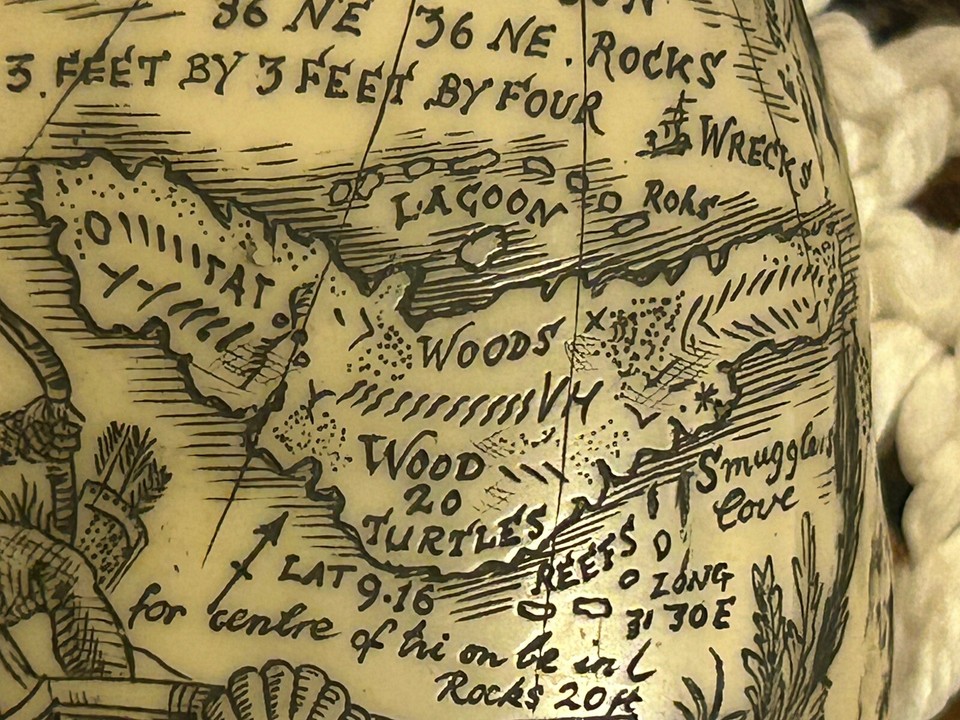 Scrimshaw Faux Whale Tooth Map Designs | eBay