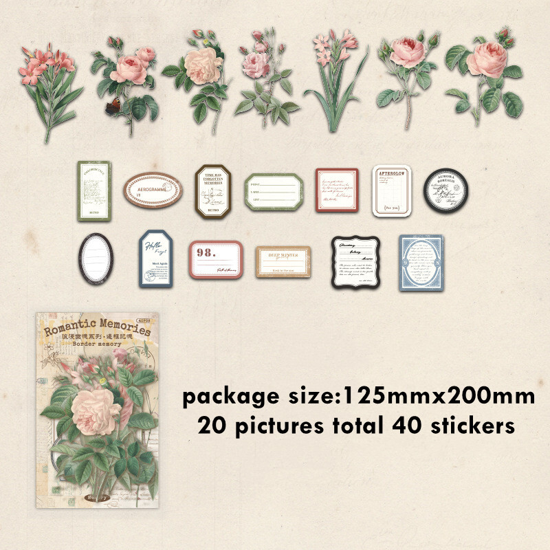 Vintage Flowers Labels PET Stickers Junk Journals Album Scrapbooking ...
