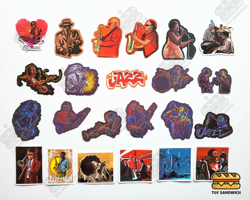 50 pcs "Jazz Music" Sticker Pack Saxophone Gifts Guitar Musician Sax ...