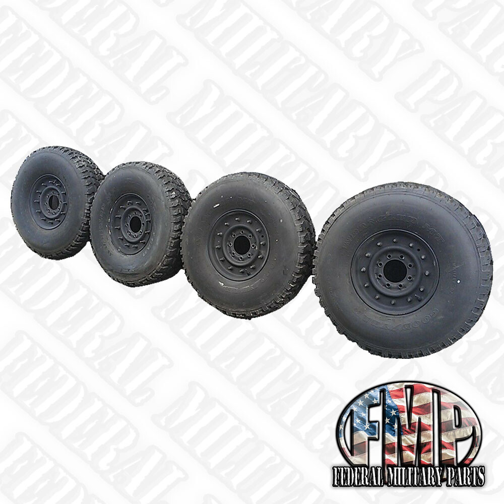 4 USED Military Humvee Tires 37" + 8 Lug 12 Bolt Rims + Run Flat ...