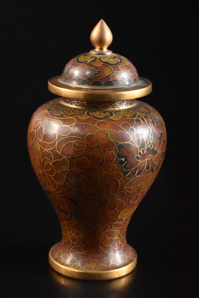 S3593: Japanese Metal Cloisonne-ware Flower inlay sculpture DECORATIVE ...