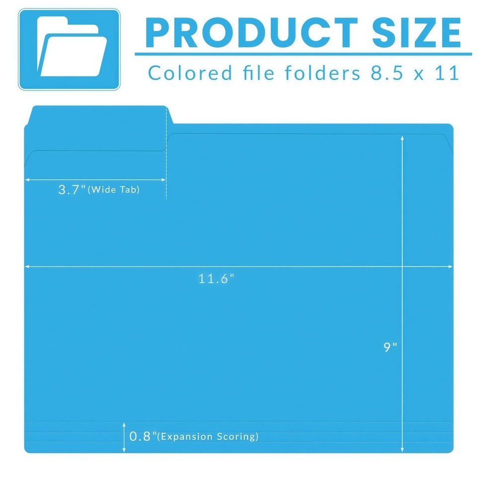 120 Pack Colored File Folders, 1/3 Cut Tab Letter Size 8.5" x 11 ...