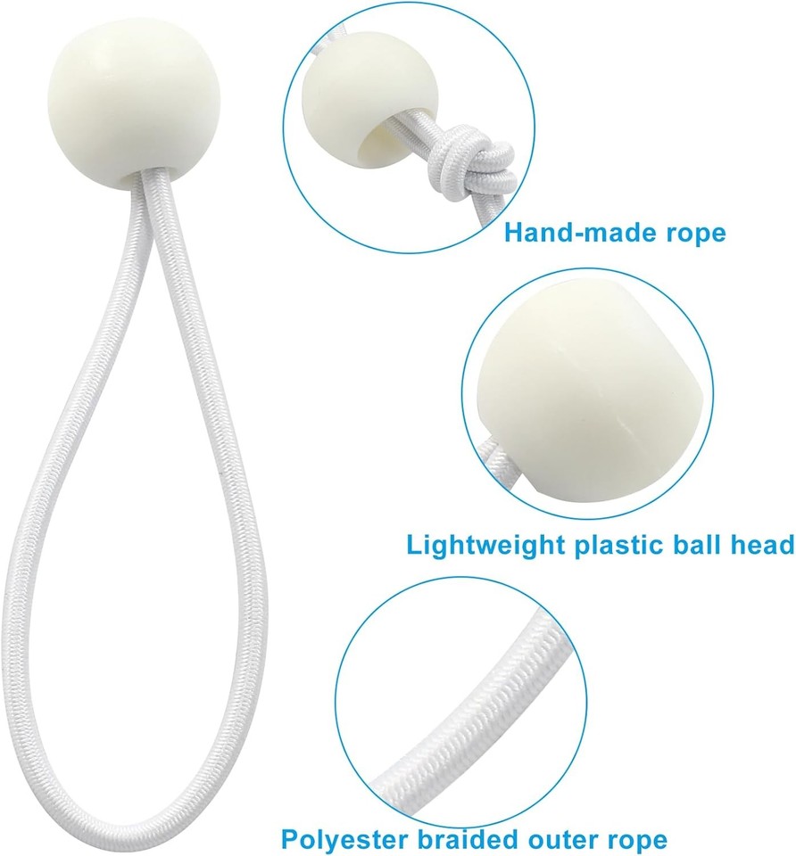 Waziaqoc 50 Pcs Ball Bungee Cords 4 Inch, Tarp Ties 4 White | eBay