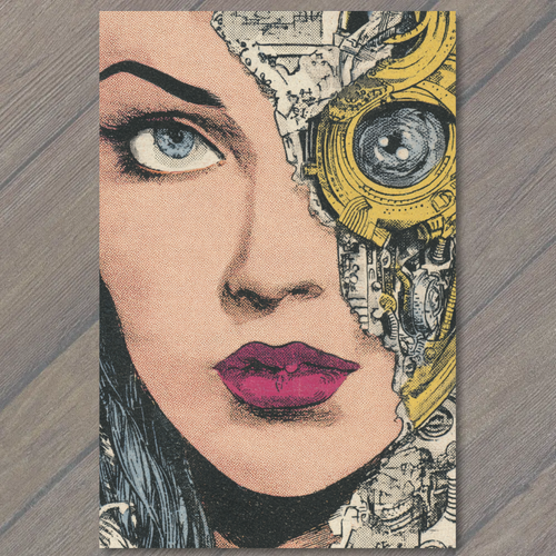 Art Print Half Face Comic Explosion Red Lips Bold Woman Retro Pop ...