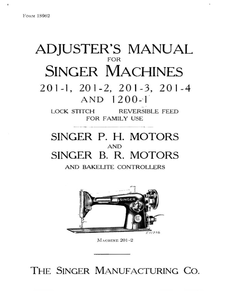 Singer Sewing Machine 201-1 Adjuster's Manual "1936" (54 Page) | eBay