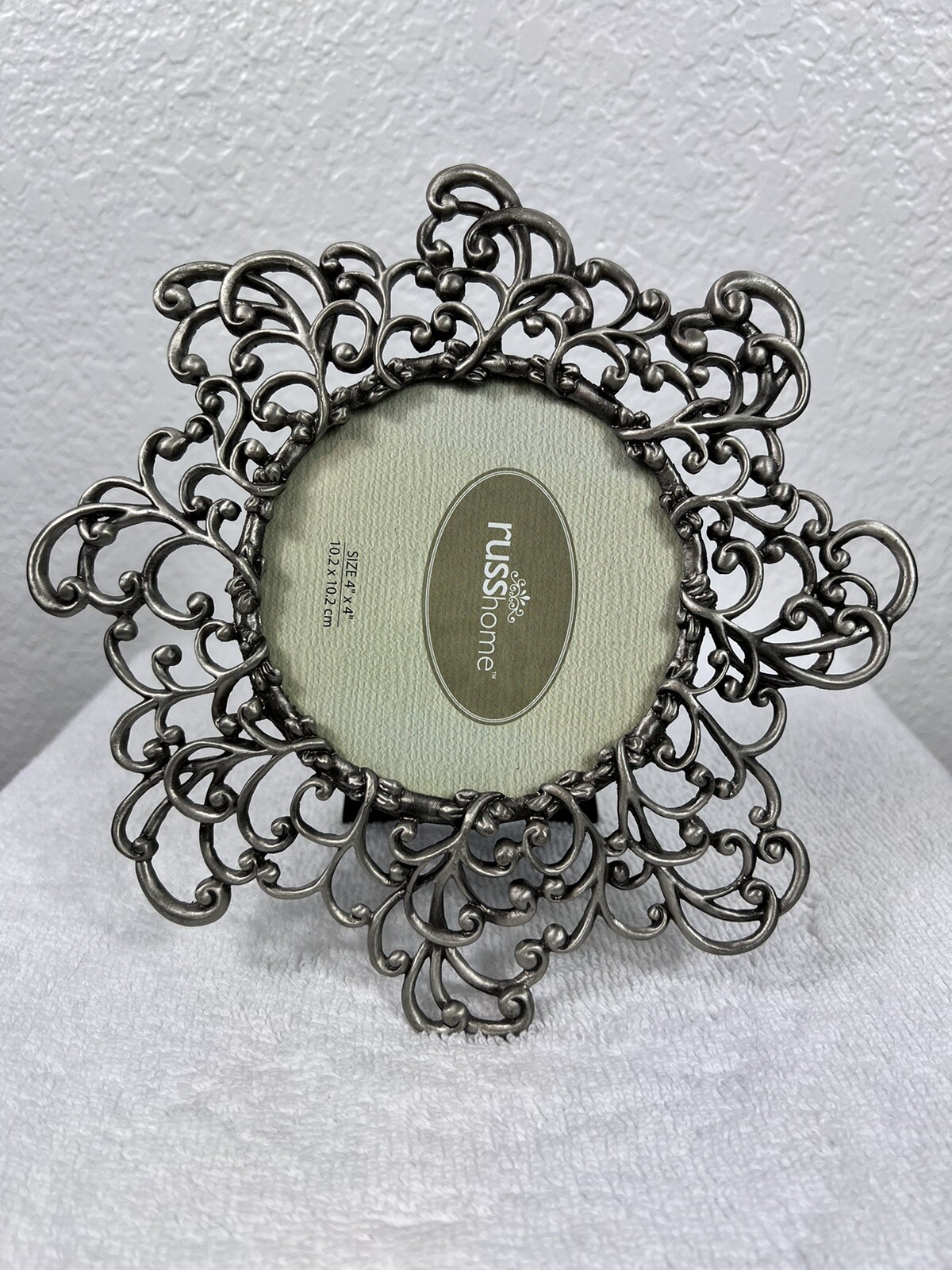 Russ Berrie & Company Pewter Metal Scroll Photo Frame Fits 4"X4 ...