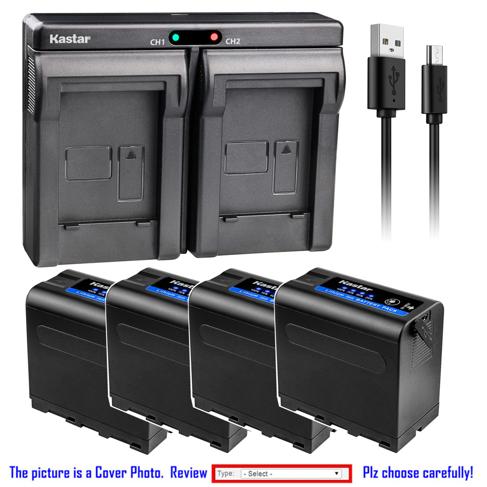 Kastar F980 Battery Dual Charger for Sony NP-F960 NP-F950 DCR-VX2001 ...