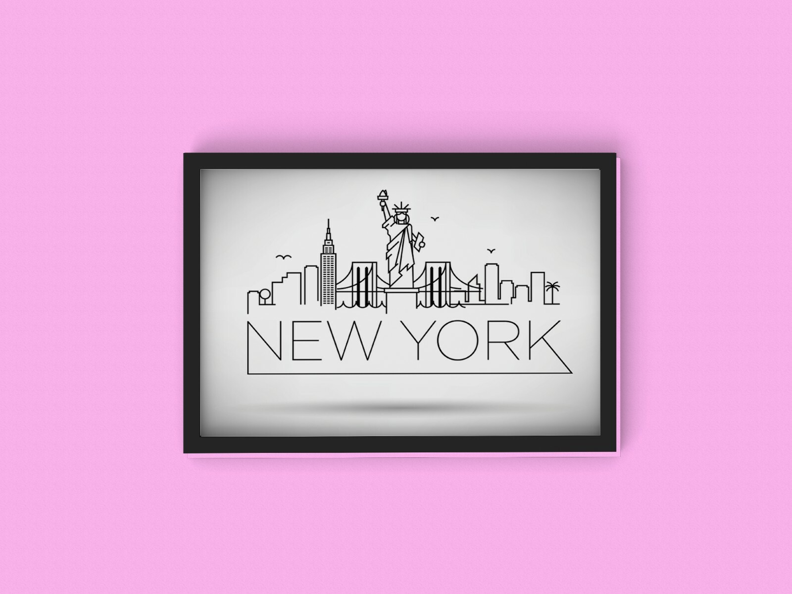 New York Line Drawing A4 Poster Print Decor Gift Wall Art | eBay UK
