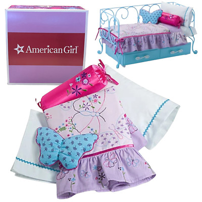 American Girl Butterfly Bedding Top Sheet Bedspread 3 Pillows ...