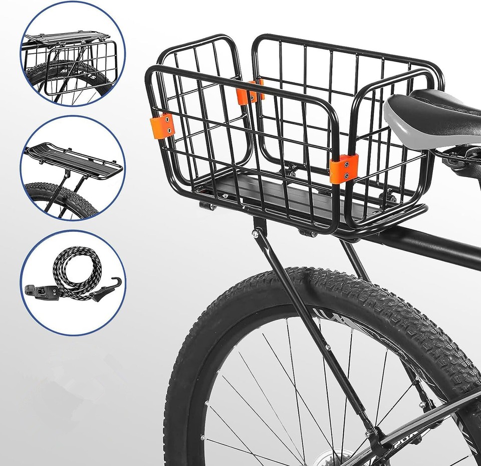 Rear Bike Rack Aluminum Alloy Adjustable Foldable Basket with Basket ...