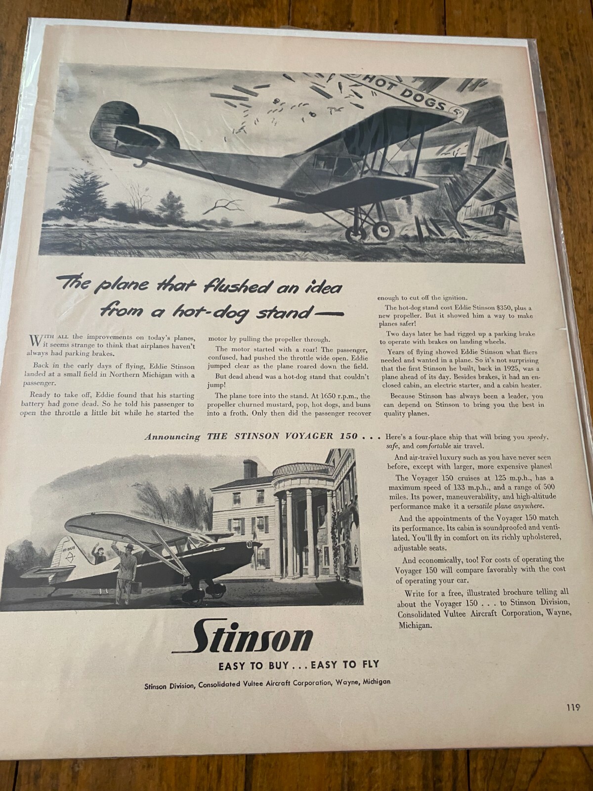 1946 Stinson Airplanes Plane Crashes Into Hot Dog Stand Stinson History ...