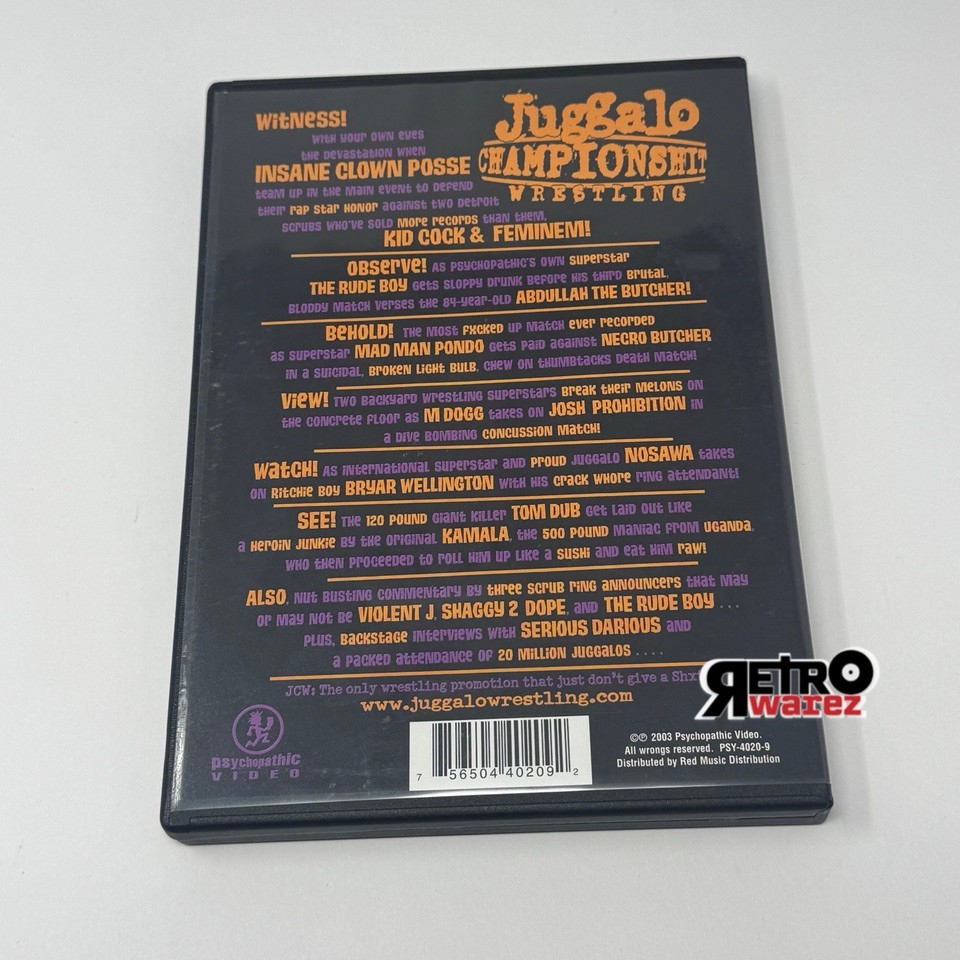 Juggalo Championship Wrestling Volume 3 DVD JCW INSANE CLOWN POSSE wwe ...