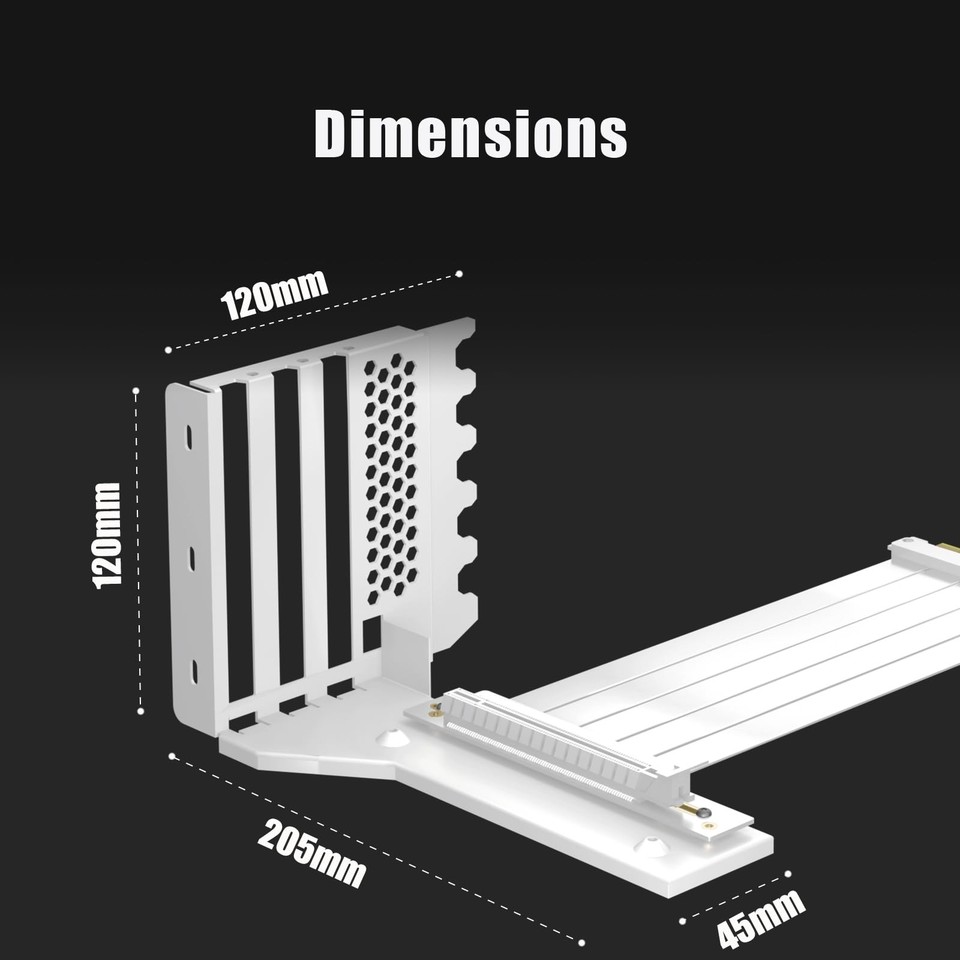 (White) PCIE 4.0 16X GPU Graphics Extender Card Riser Cable Mounting ...