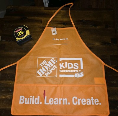 The Home Depot Kids Workshop Apron W/ 2024 Holiday Pin 17" X 17 | eBay