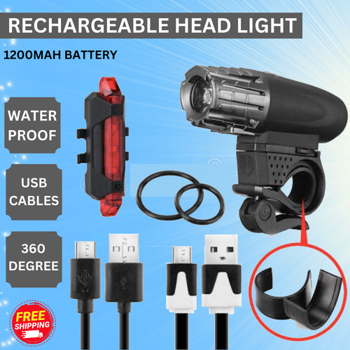 Waterproof Rechargeable LED Bike Bicycle Light USB Cycle Front Back ...