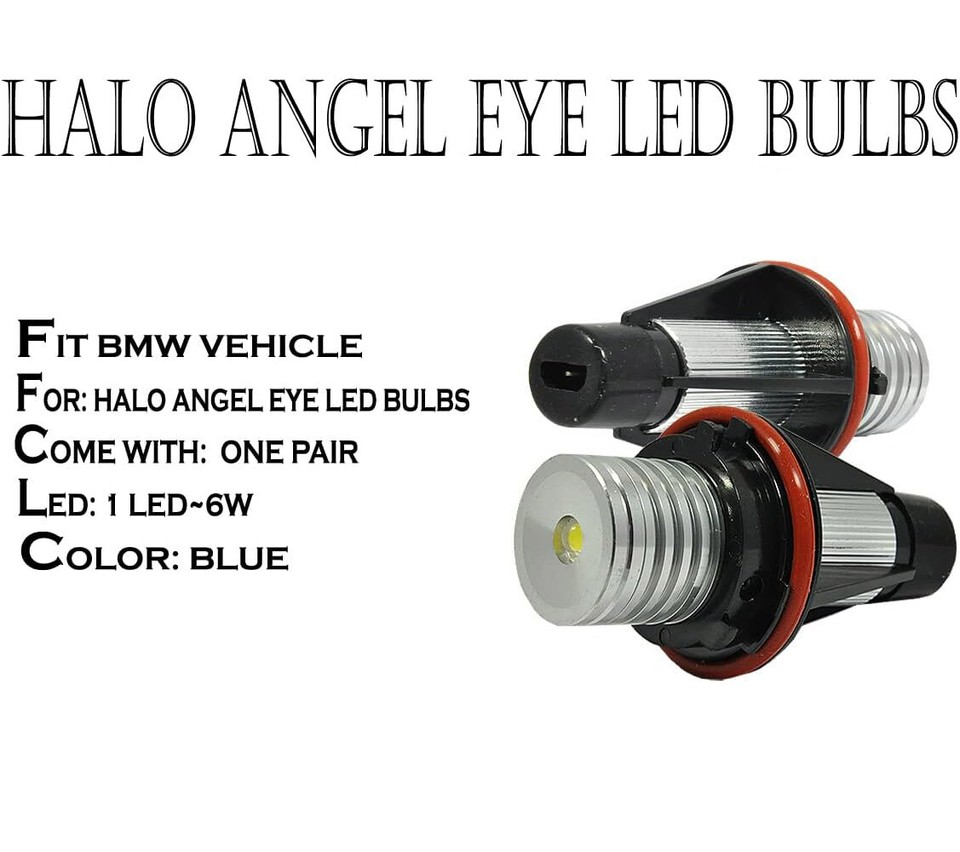 Fit For BMW E39 E60 E61 E65 E83 Blue LED Angel Eyes Halo Ring Marker ...