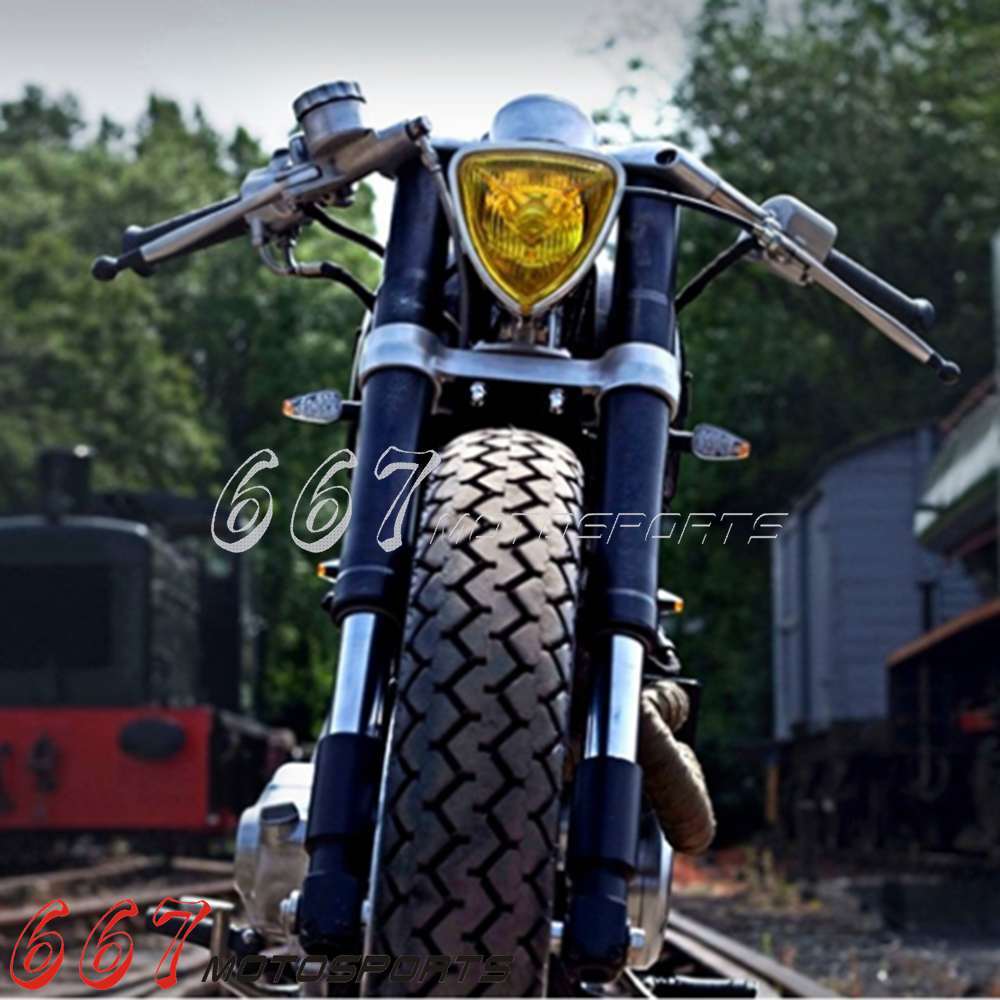 Retro Vintage Motorcycle Triangle Headlight For Harley Bobber Chopper ...