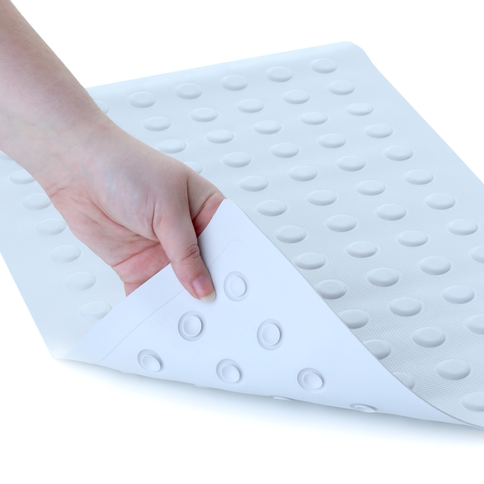 Medium Rubber Bath Safety Mat by SlipX Solutions: White In-Tub Suction ...