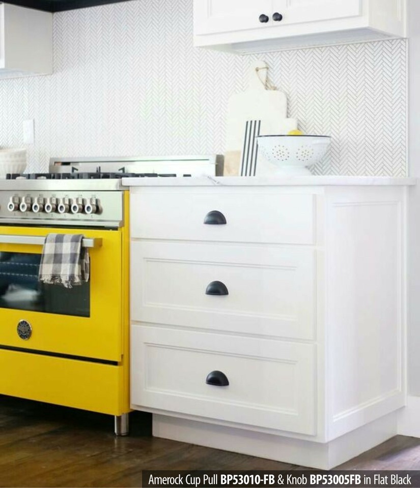 Amerock BP53005-FB Flat Black Cabinet Hardware Knob 1-3/16 Inch ...