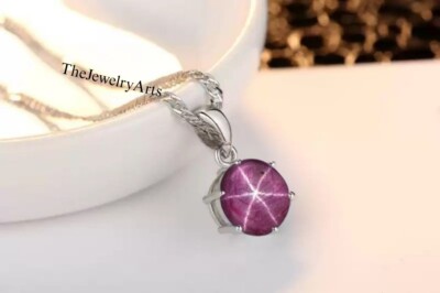 Star Ruby Pendant, Star Necklace, 925 Sterling Silver, 6 Raw Star Ruby ...