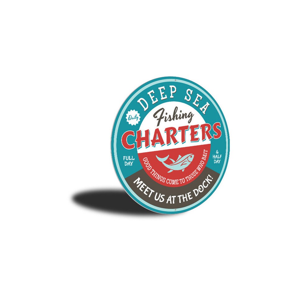 Deep Sea Fishing Charters Beach Sign, Home Decor Metal Sign | eBay