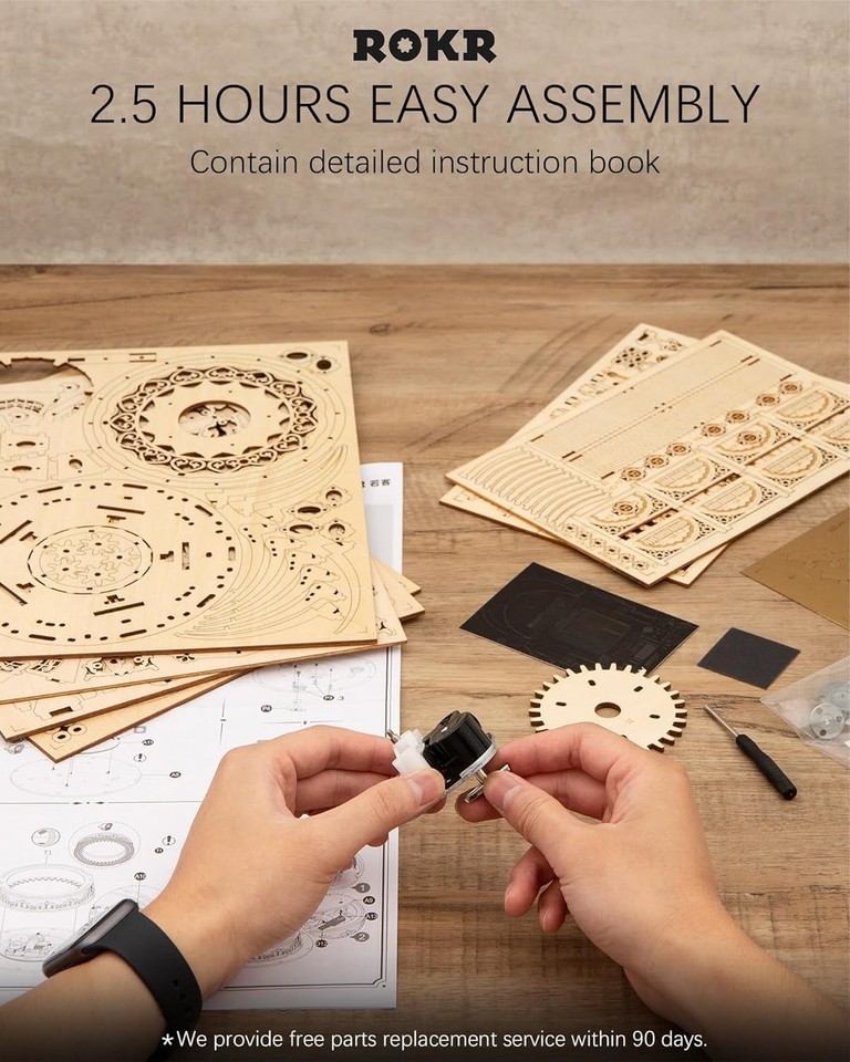 ROKR 3D Puzzles for Adults Orrery Music Box Wooden Model Building Set ...