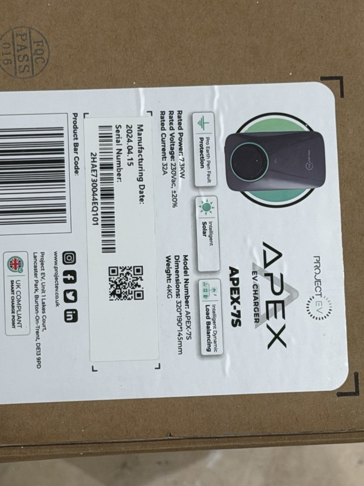 Project EV APEX-7S 7.3kW EV Charger Wall Mount – New Open Box | eBay UK