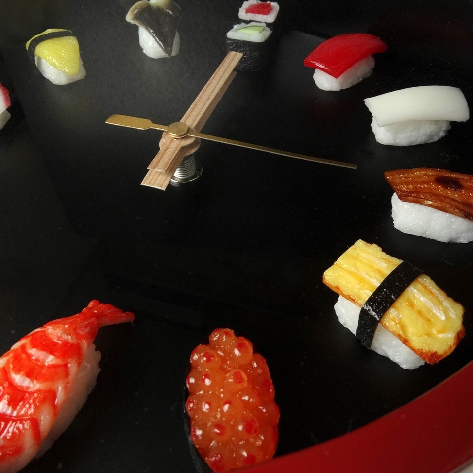 Sushi Clock Japanese food sample craftsman 12 nigiri-sushi made in ...