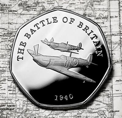 THE BATTLE OF BRITAIN Silver Commemorative Coin. SUPERMARINE SPITFIRE ...