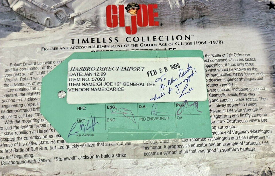 GI Joe 12" HASBRO STANDARD GREEN TAG General Robert E Lee Civil War ...