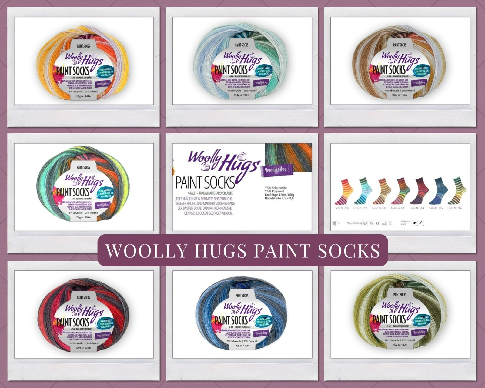 "Woolly Hugs PAINT SOCKS" 100g Sockenwolle, Strumpfwolle mulesingfrei ...
