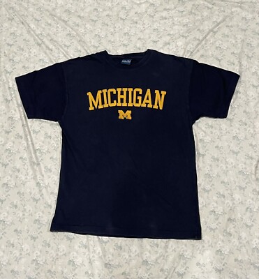 Michigan University Felt/ Embroidered Logo T Shirt | eBay