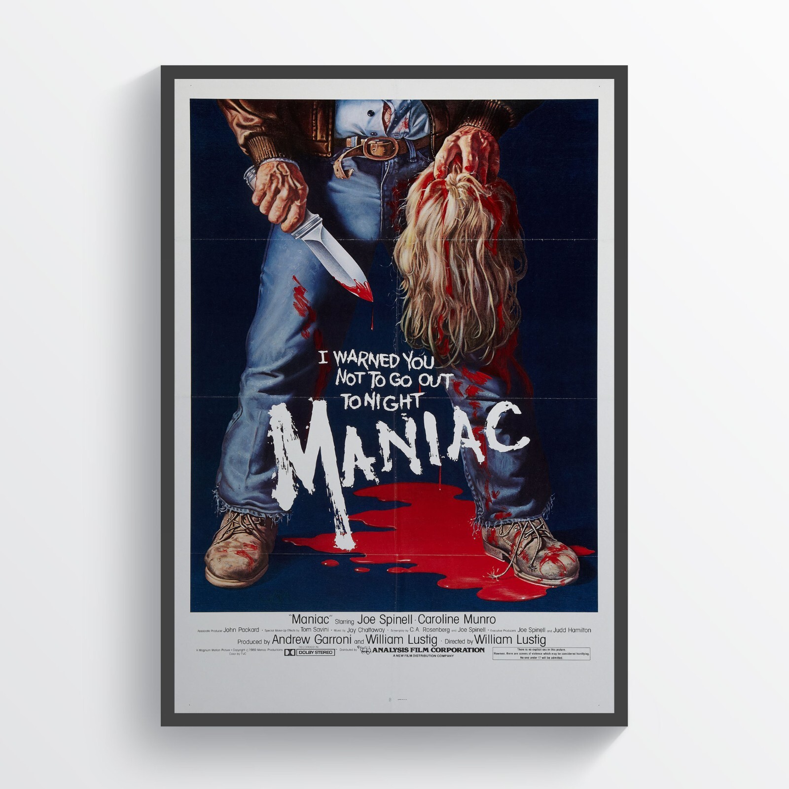 Maniac Movie Poster Print Wall Art Retro Horror Wall Art A4 A3 A2 | eBay UK