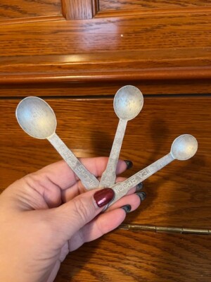 VTG FLOUR MEASURING SPOONS SET OF 3 ALUMINUM 1 tsp, 1/2tsp & 1/4tsp | eBay