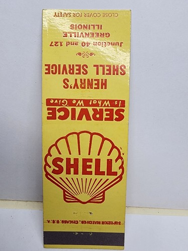 Vintage Matchbook Cover - HENRY'S SERVICE SHELL GASOLINE OIL GAS ...