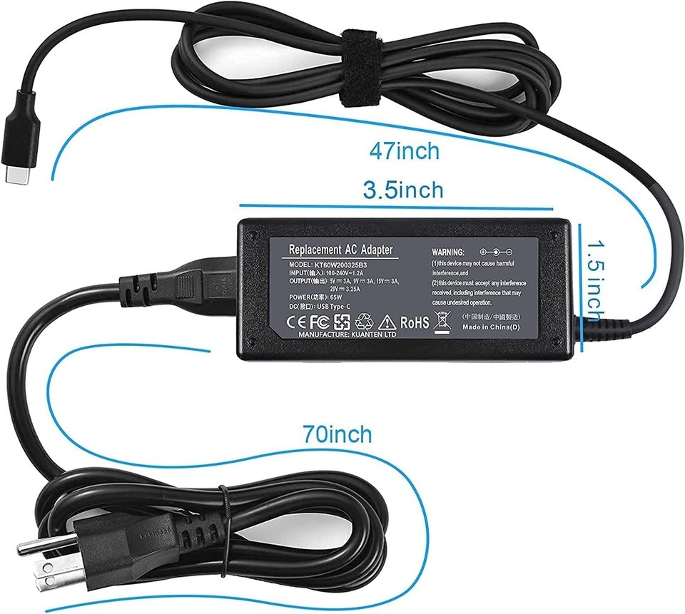 Adapter Charger for Lenovo ThinkPad X12 Detachable, 20UWS0JD00 ...