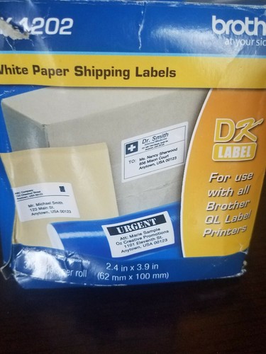 Brother DK-1202 White Die-Cut LABELS, DK1202, 2.4" x 3.9" LABELS 300 PK ...