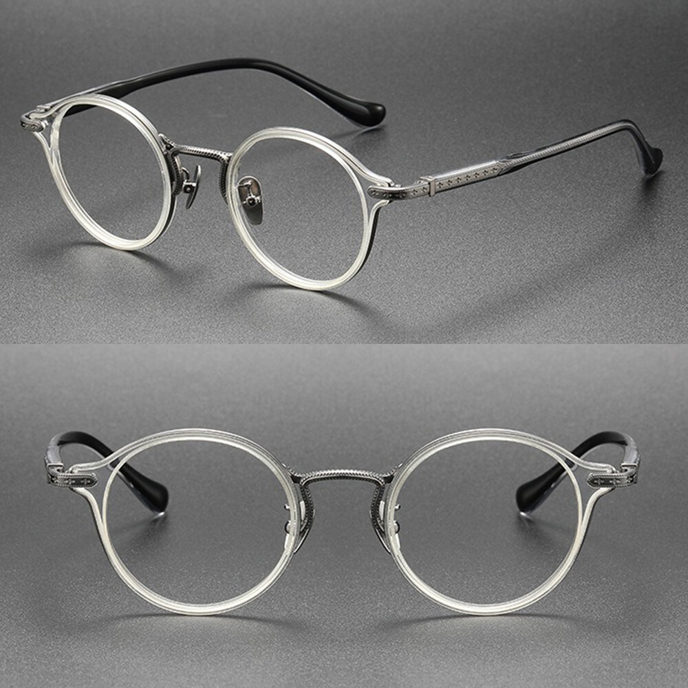 Retro Round Eyeglasses Frame Vintage TR90 Spectacles With Clear Lens ...