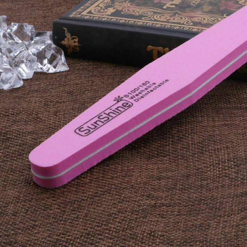 10 pcs New Sponge Nail files Tips Buffer 100/180 Sanding Block Manicure ...