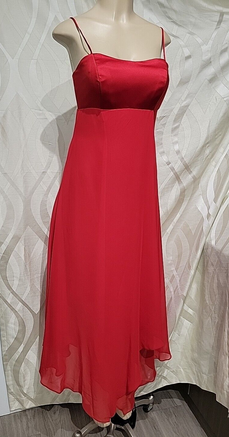 Alfred Angelo Red Y2K Sexy Satin Sheath Chiffon Overl… - Gem