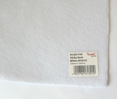 Sticky Back Acrylic Felt 23 x 30 cm White A4 | eBay