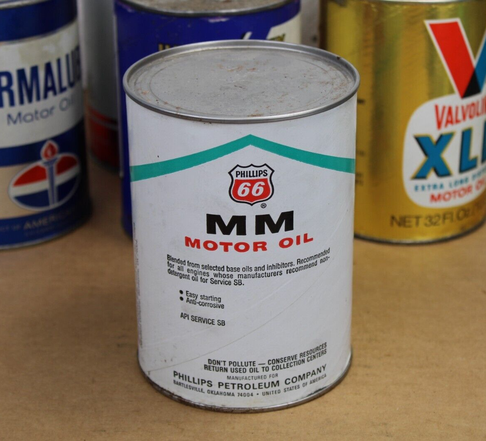FULL GREAT SHAPE * 1960s era PHILLIPS 66 MM MOTOR OIL Old 1 qt Oil Can ...