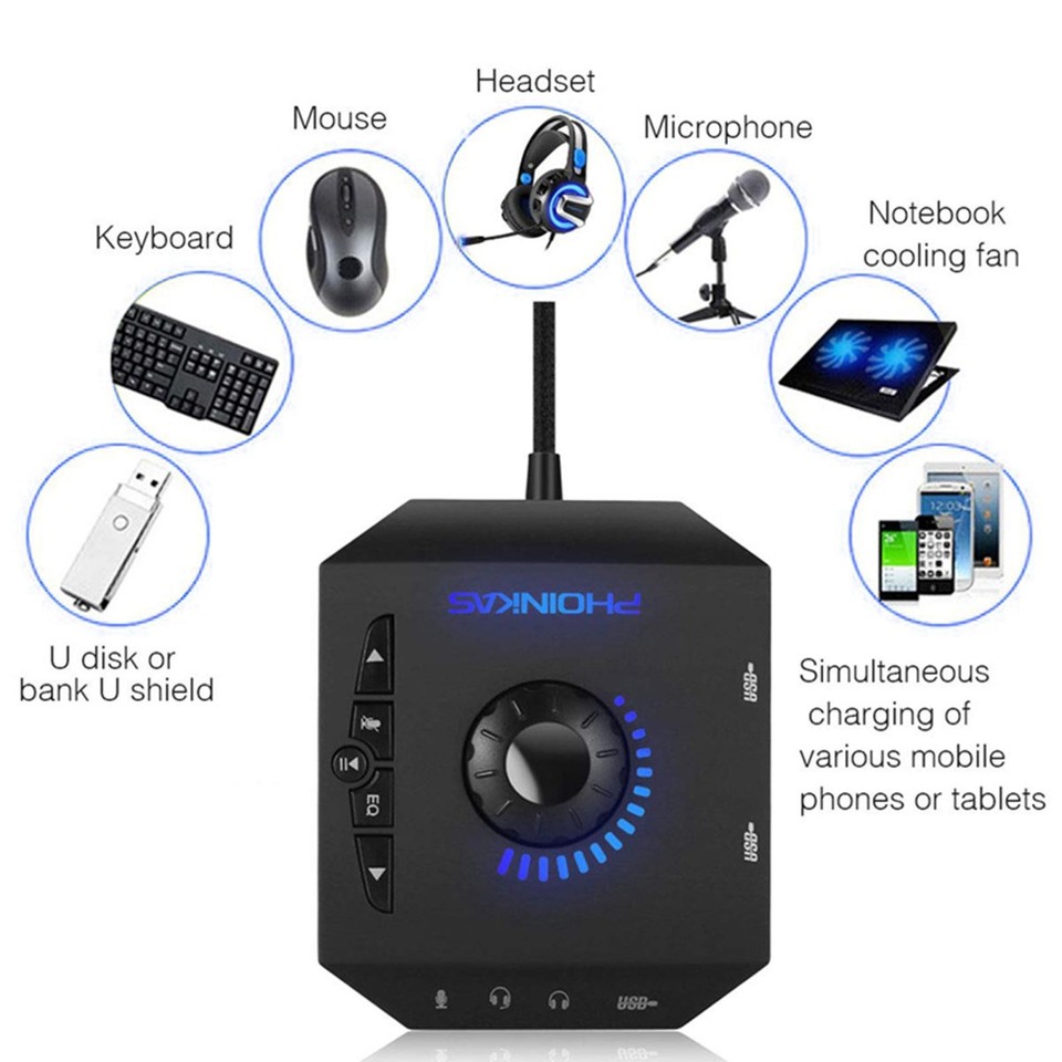 Multi-port Computer USB Sound Card 7.1 Channel Audio Converter Audio ...