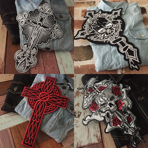 Holy Cross Gothic Celtic Motorcycle Iron on Embroidered Big Back Patch ...