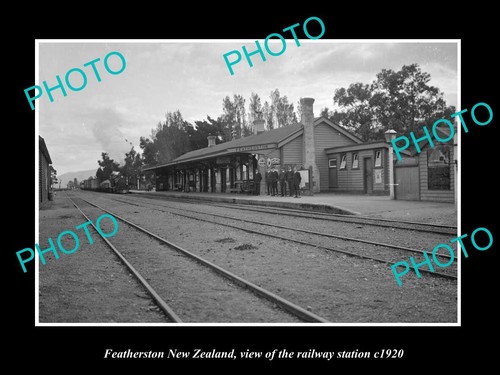 OLD LARGE HISTORIC PHOTO FEATHERSTON NEW ZEALAND THE RAILWAY STATION ...