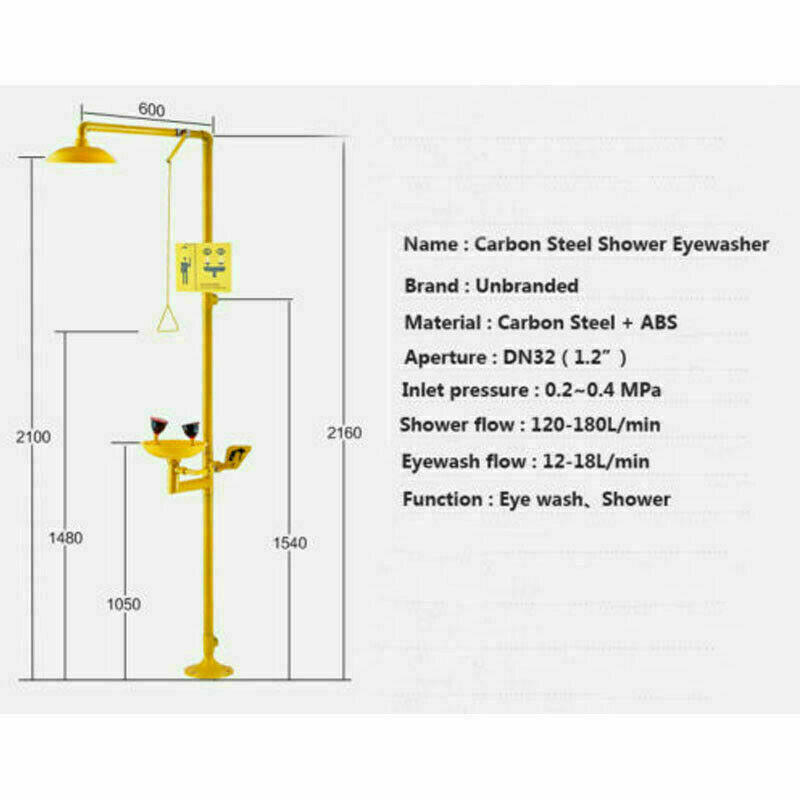 Stainless Steel Emergency Eyewash Shower Station Eye/Face Wash Washer ...