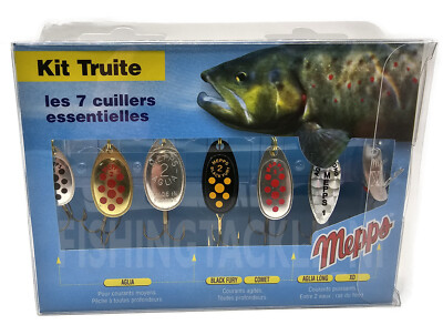 Mepps French Spinner Trout Kit 7 Lures Truite Aglia Comet Black Fury XD ...