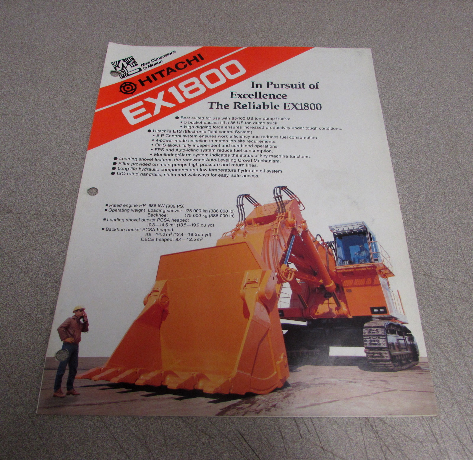 Hitachi EX1800 Excavator Specifications Brochure Manual KS-E673 | eBay