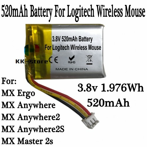 High Capacity 520mAh Battery for Logitech MX Anywhere 2S Wireless Mouse ...